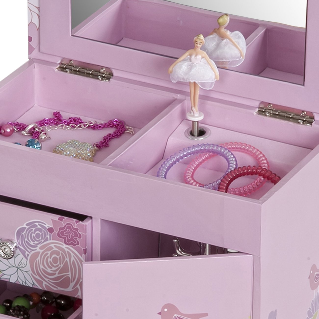 Playful, Large Upright Pink Flower and Bird Print Children’s Musical ...