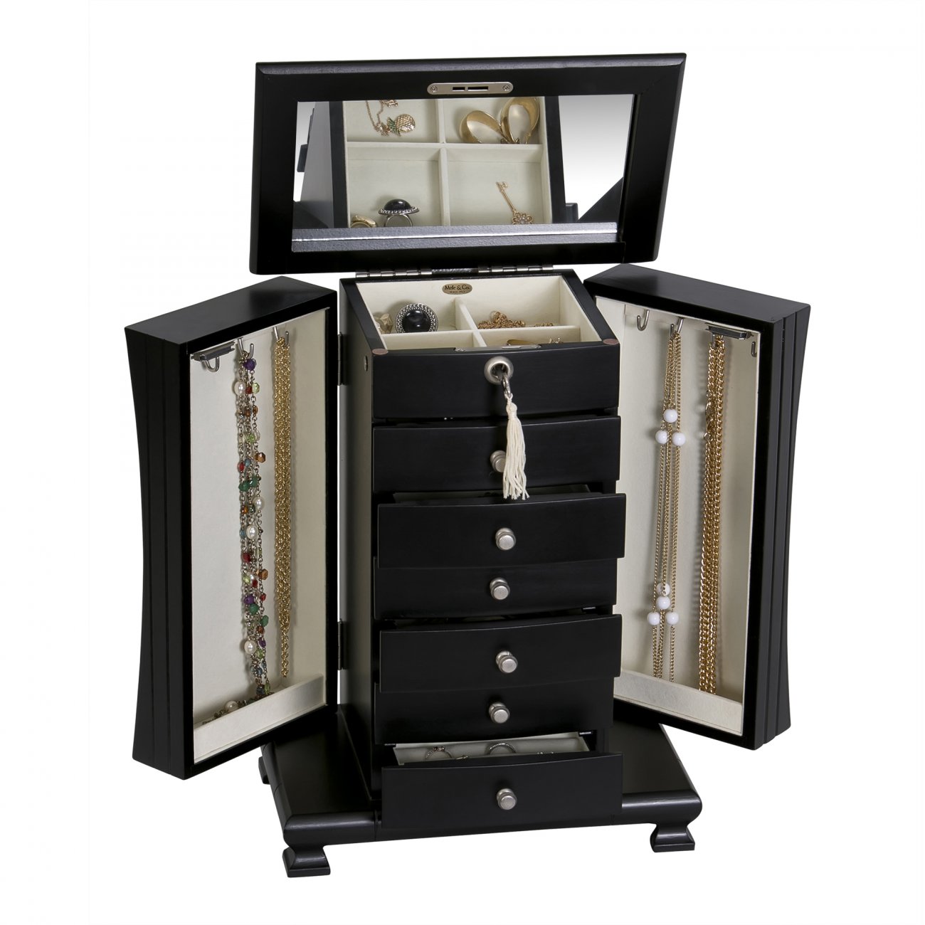 Majestic, Upright Six Drawer Java Colored Locking Jewelry Organizer ...